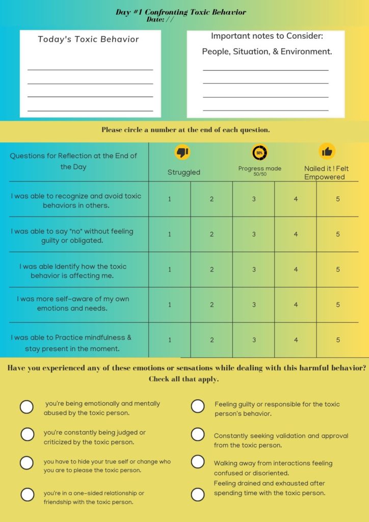 QW Identifying Toxic Behaviors 6- Day Workbook - QW Words to Empower